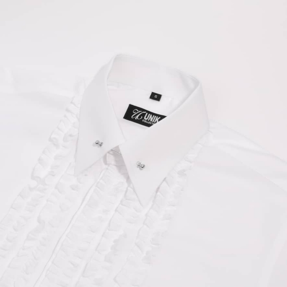 UNIK COLLECTION | Shirts | Mens White Ruffle Shirt Vintage Style Dress ...